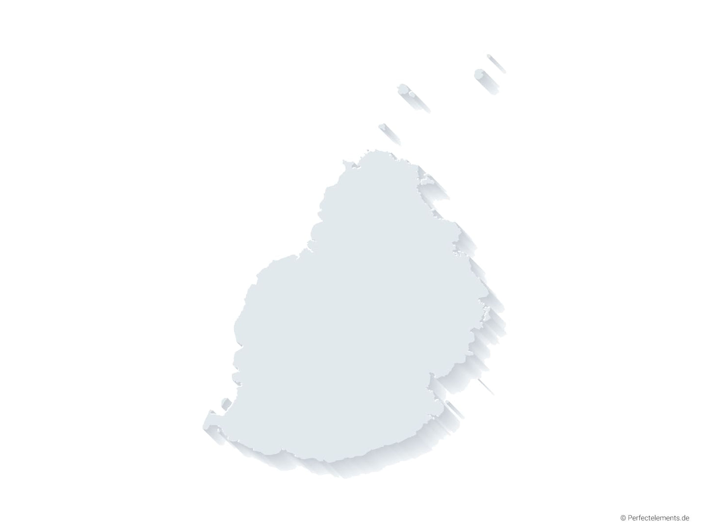 Vektor-Landkarte von Mauritius, Hauptinsel (3D) – Perfectelements